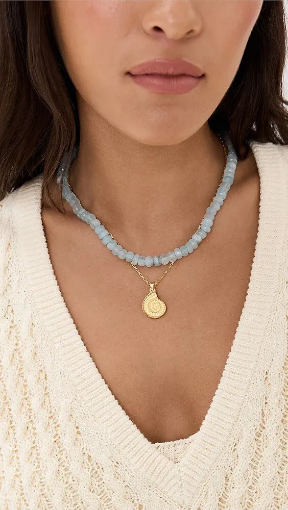 Jia Jia 14k Gold Aquamarine Beaded Necklace