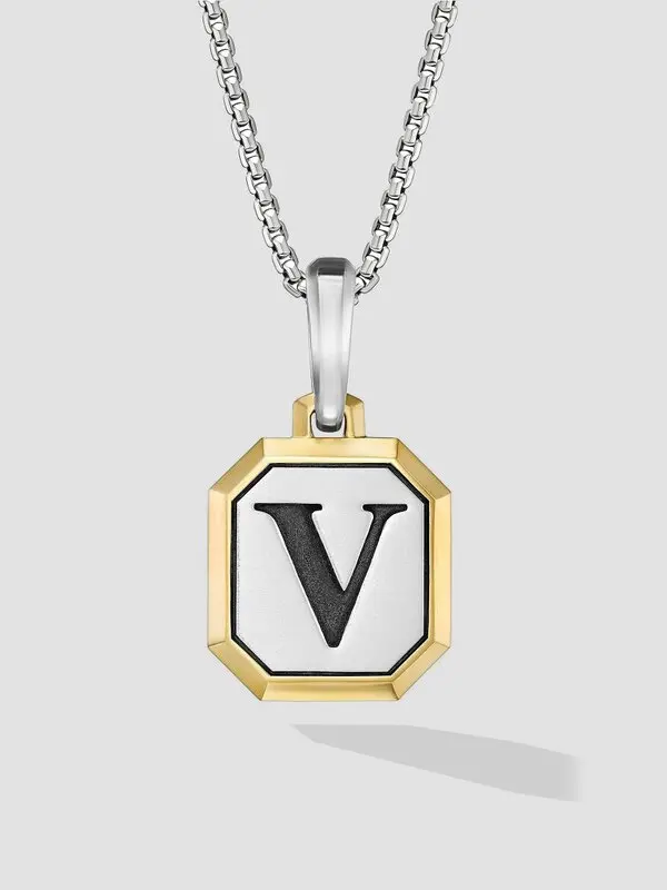 David Yurman Initial Amulet In Sterling Silver - V Silver