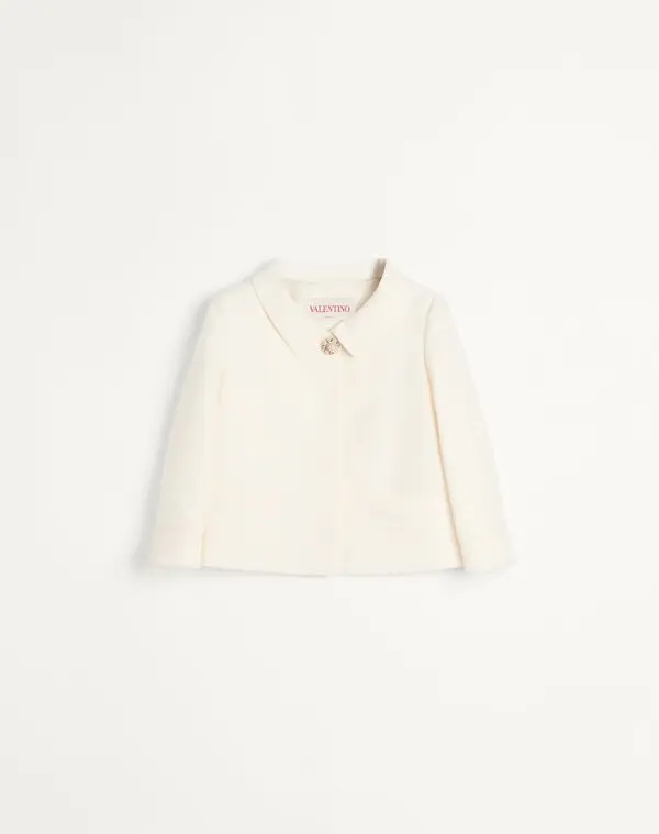 Valentino Garavani Crepe Couture Jacket With Jewel Button Detail - Ivory