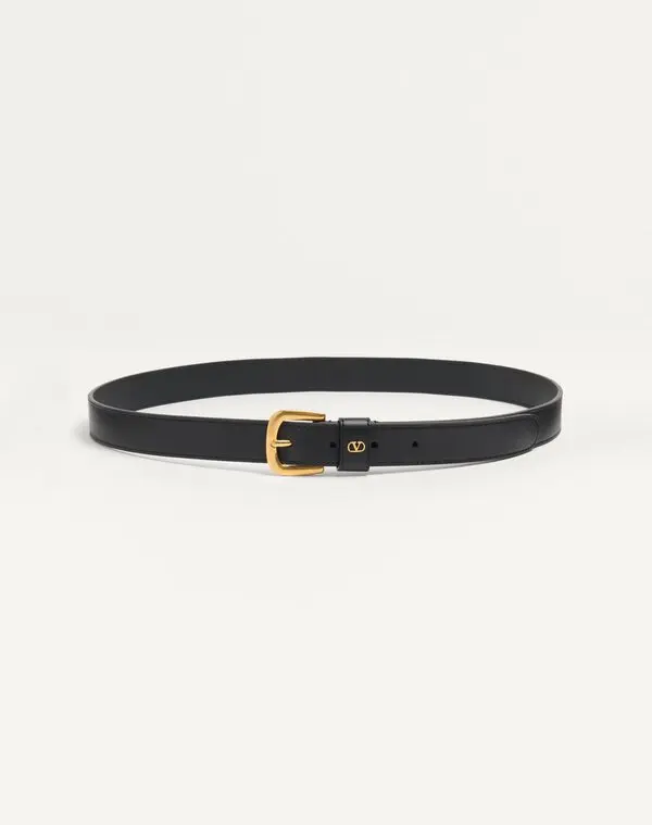 Valentino Garavani Vlogo Signature Belt In Shiny Calfskin 25 Mm - Black