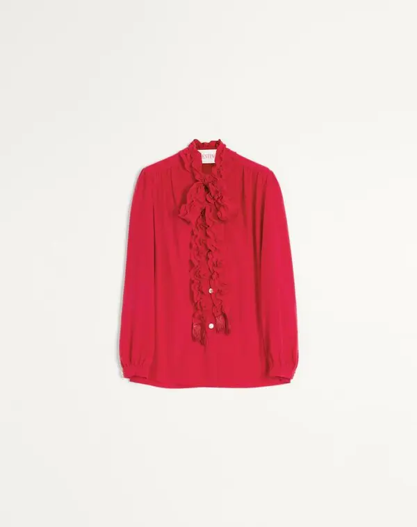 ValentinoGaravani Crepe De Chine Long-sleeve Shirt With Bow Detail - Paris