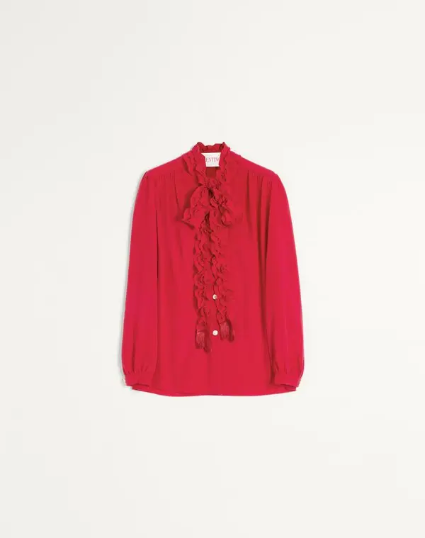 ValentinoGaravani Crepe De Chine Long-sleeve Shirt With Bow Detail - Paris