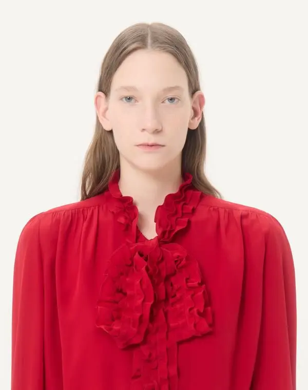 ValentinoGaravani Crepe De Chine Long-sleeve Shirt With Bow Detail - Paris