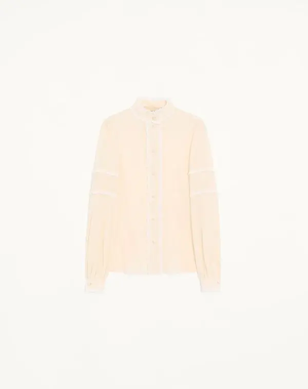 ValentinoGaravani Crepe De Chine Long-sleeve Shirt With Bow Detail - Vanilla