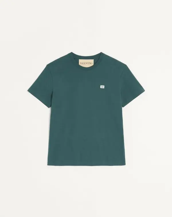 Valentino Garavani Cotton T-shirt With Vlogo Patch - Dark Green
