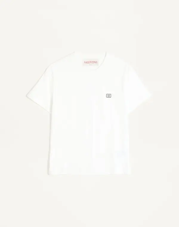 Valentino Garavani Cotton T-shirt With Vlogo Patch - Ivory
