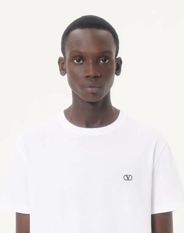 Valentino Garavani Cotton T-shirt With Vlogo Patch - White