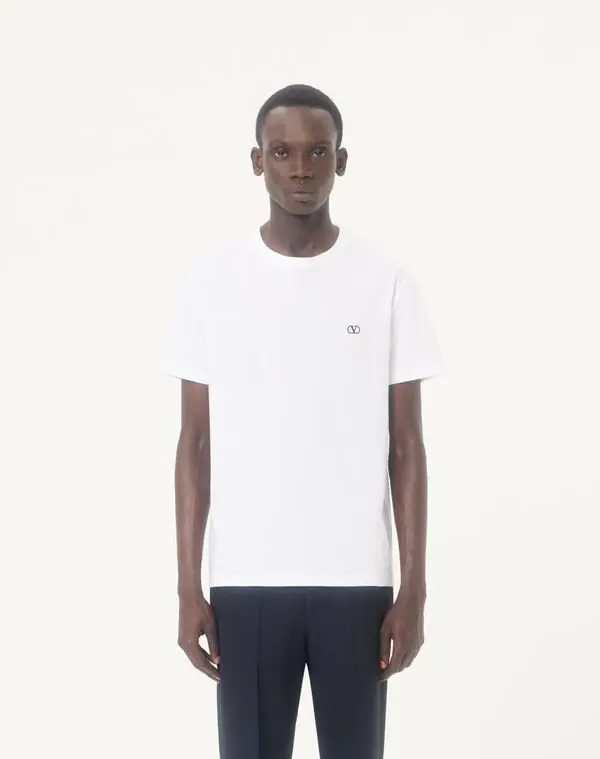 Valentino Garavani Cotton T-shirt With Vlogo Patch - White