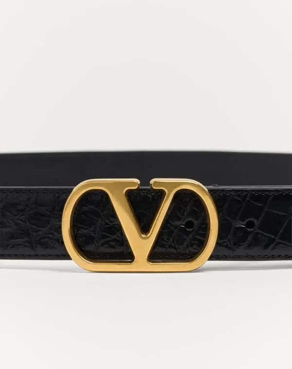 Valentino Garavani Vlogo Signature Crocodile Belt