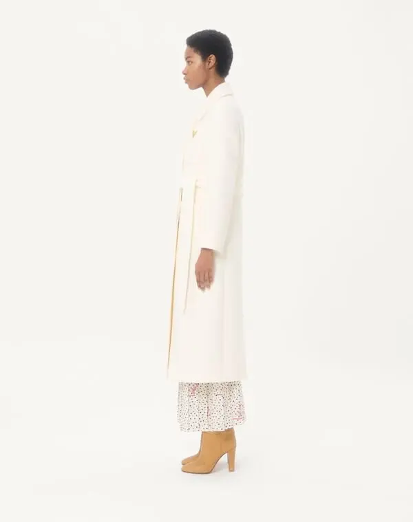 Valentino Garavani Drill Double Coat With V Gold Detail - Ivory