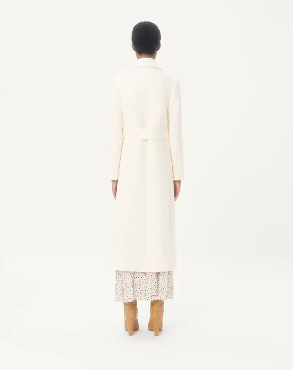 Valentino Garavani Drill Double Coat With V Gold Detail - Ivory
