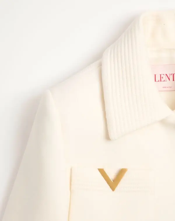 Valentino Garavani Drill Double Coat With V Gold Detail - Ivory