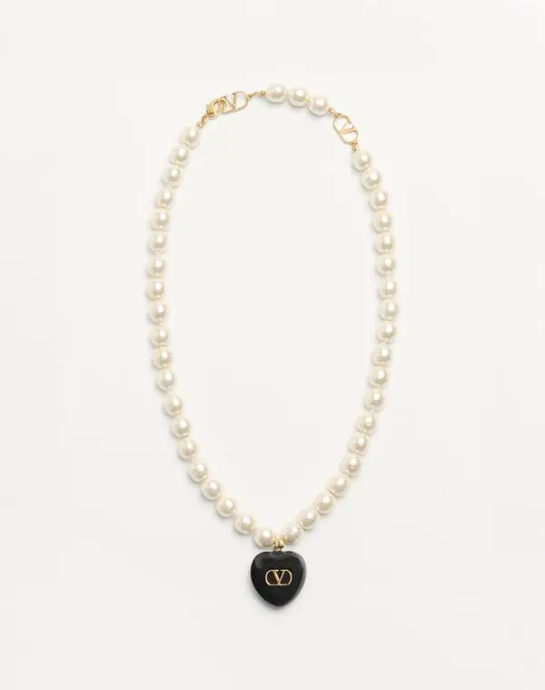 Valentino Garavani Coeur Royal Necklace - Gold/black/cream