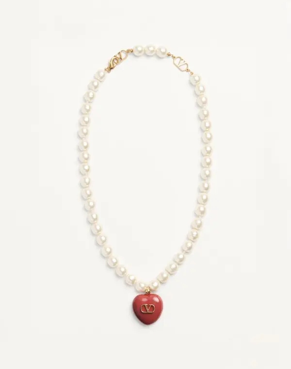 Valentino Garavani Coeur Royal Necklace - Gold/red/cream