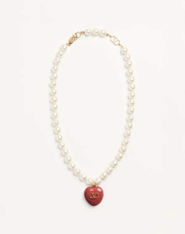 Valentino Garavani Coeur Royal Necklace - Gold/red/cream