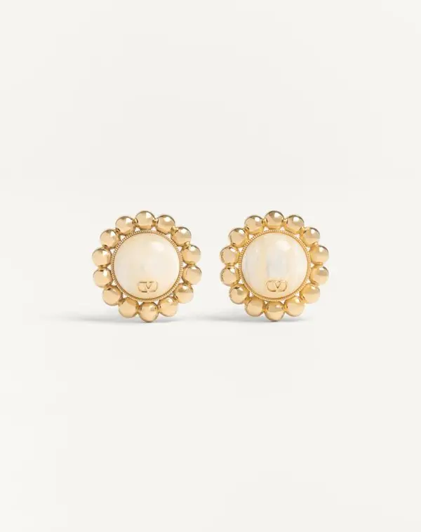Valentino Garavani Pas Plus Metal And Pearl Clip-on Earrings - Gold/cream