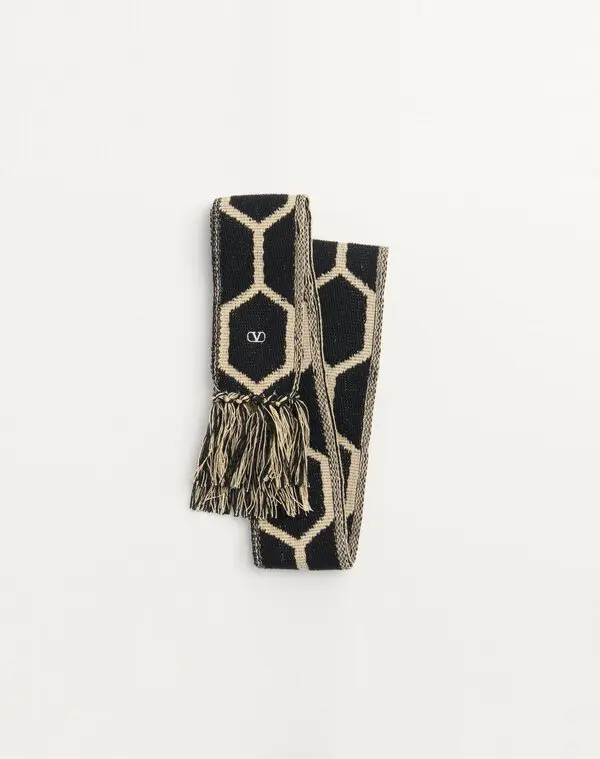 Valentino Garavani Antibes Cotton Scarf With - Black/beige