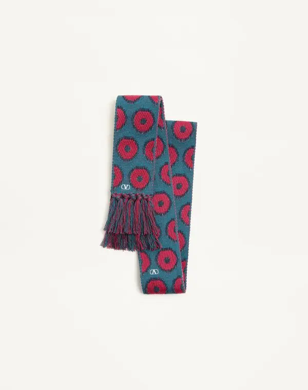 Valentino Garavani Antibes Cotton Scarf With Fringe - Red/blue