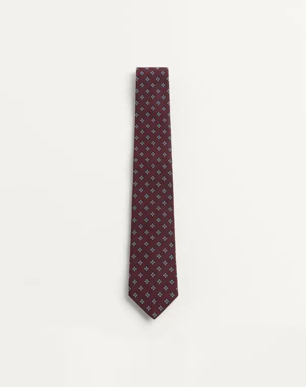 Valentino Garavani Micro-check Jacquard Neck Tie - Beige/black/white/pink