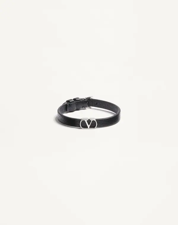 Valentino Garavani Vlogo Signature Grainy Calfskin Bracelet - Black