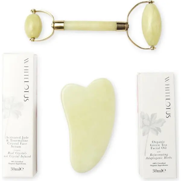 WHITE LOTUS BEAUTY Premium Jade Crystal Facial Set - Green