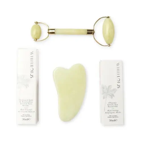 WHITE LOTUS BEAUTY Premium Jade Crystal Facial Set - Green