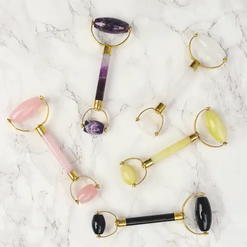 WHITE LOTUS BEAUTY Premium Rose Quartz Facial Roller - Pink