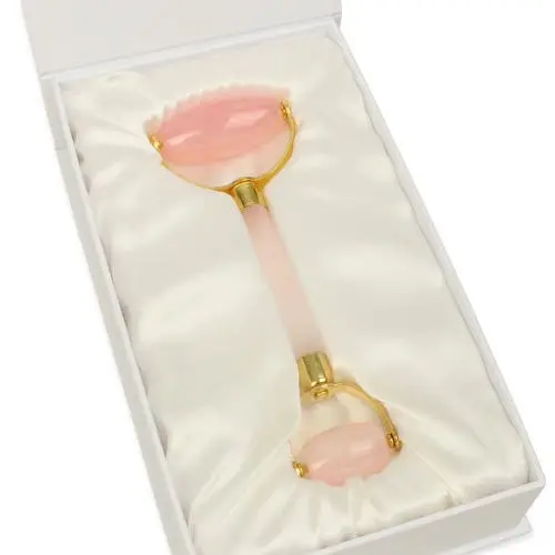 WHITE LOTUS BEAUTY Premium Rose Quartz Facial Roller - Pink
