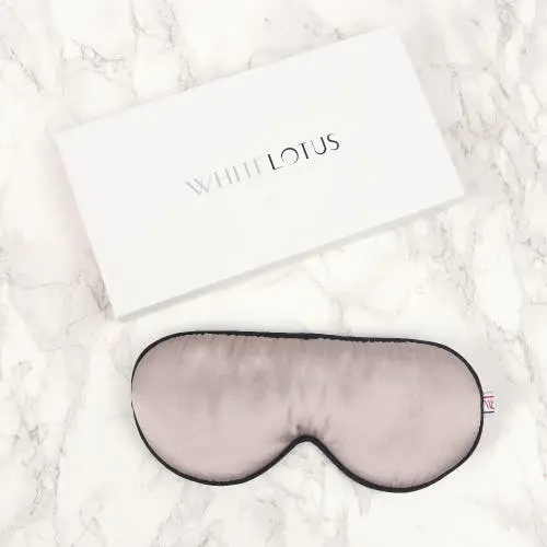 WHITE LOTUS BEAUTY Luxurious Cruelty Free 100% Mulberry Silk Eye Mask - Pearl Grey
