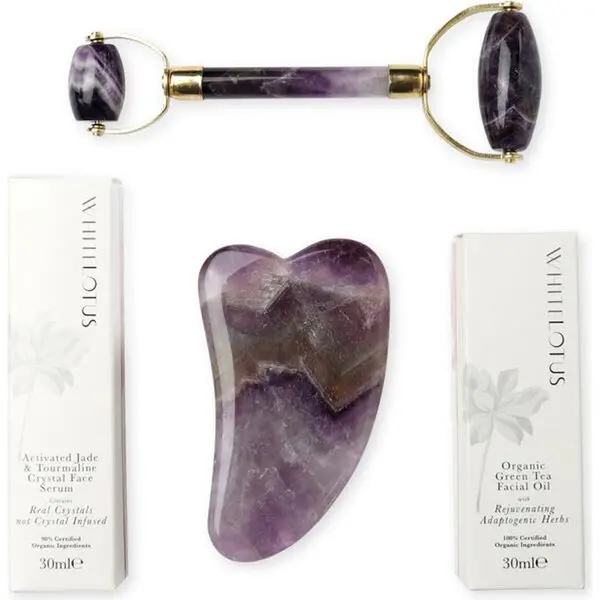 WHITE LOTUS BEAUTY Premium Amethyst Crystal Facial Set - Purple