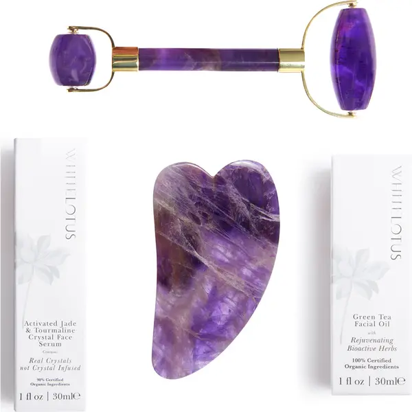 WHITE LOTUS BEAUTY Premium Amethyst Crystal Facial Set - Purple
