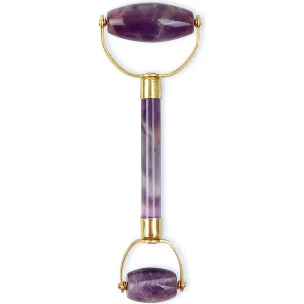 WHITE LOTUS BEAUTY Premium Amethyst Facial Roller - Purple