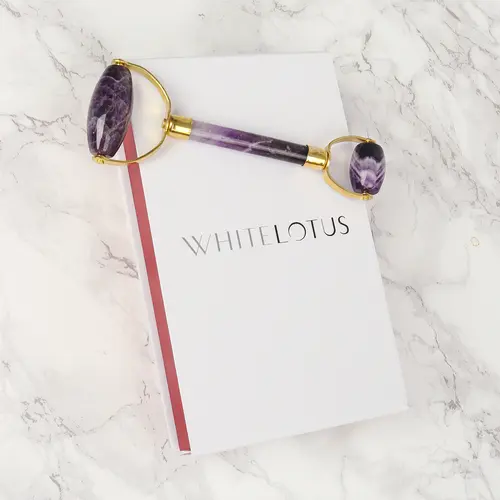 WHITE LOTUS BEAUTY Premium Amethyst Facial Roller