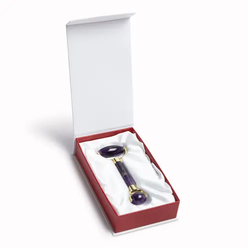 WHITE LOTUS BEAUTY Premium Amethyst Facial Roller - Purple