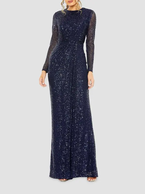 Mac Duggal Sequined Knotted Column Gown