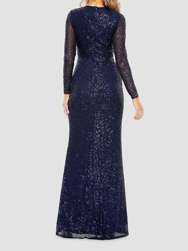 Mac Duggal Sequined Knotted Column Gown