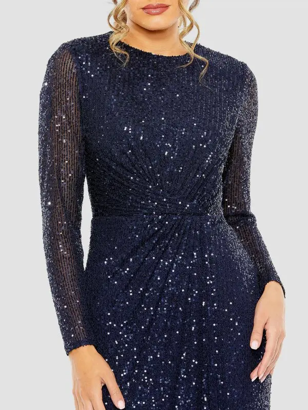 Mac Duggal Sequined Knotted Column Gown