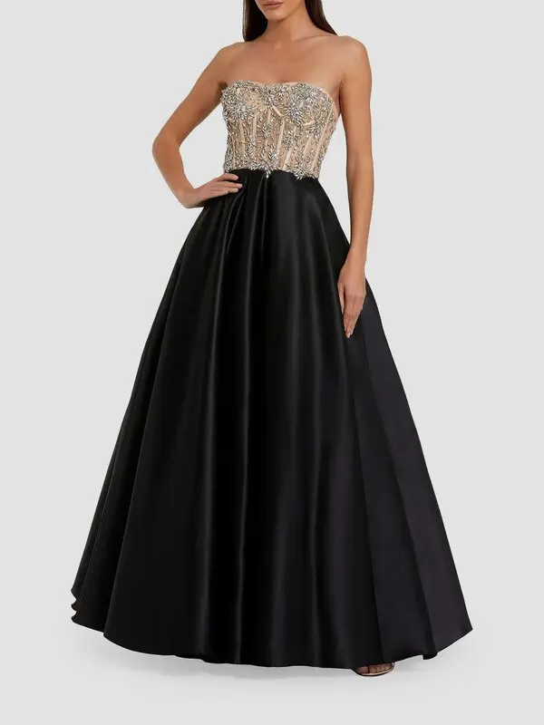 Mac Duggal Embellished Bustier Strapless Ballgown - Black