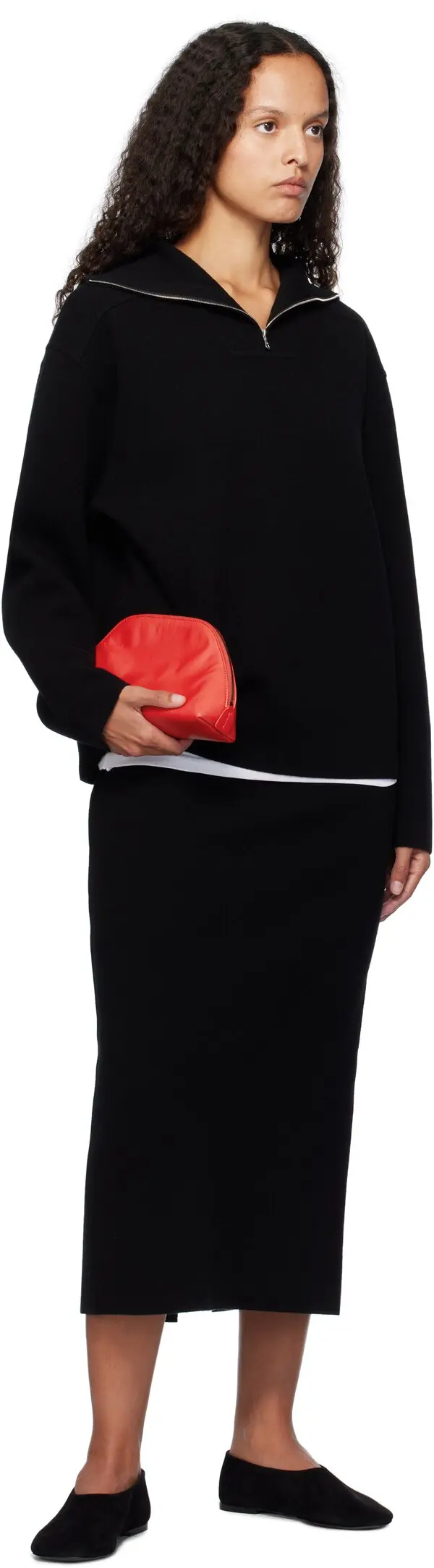 Buy Auralee Heavy Milano Rib Knit Midi Skirt - Black At 60% Off