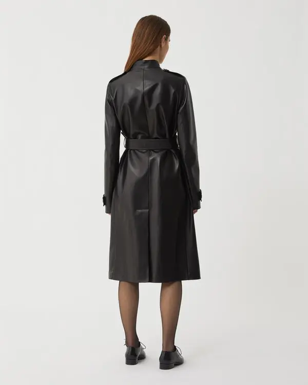 Veronica De Piante Celine Nappa Leather Coat - Black