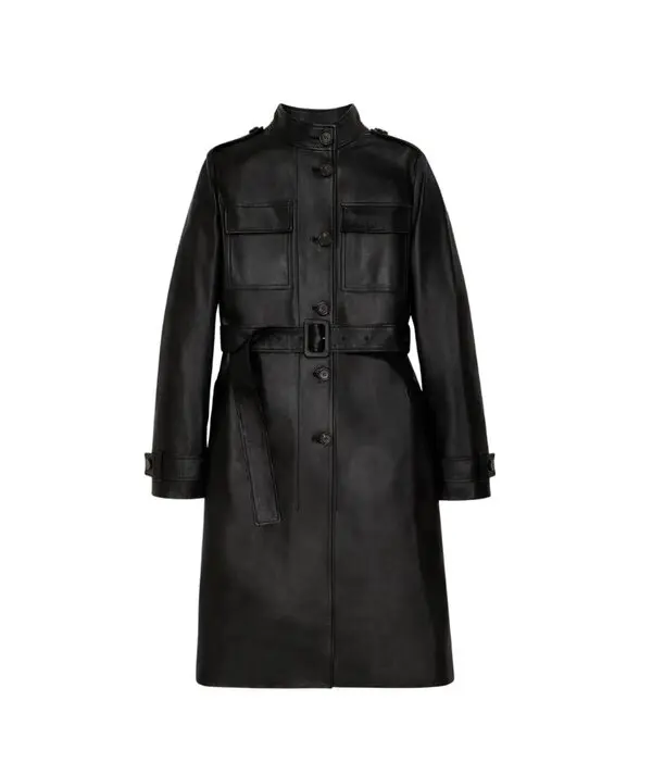 Veronica De Piante Celine Nappa Leather Coat - Black