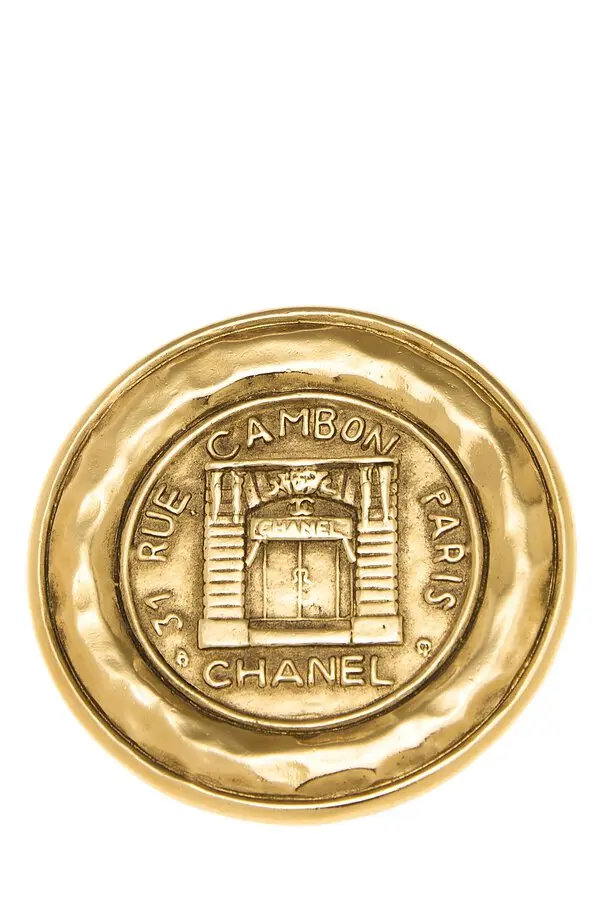 Chanel Rue Cambon Logo Pin - Gold