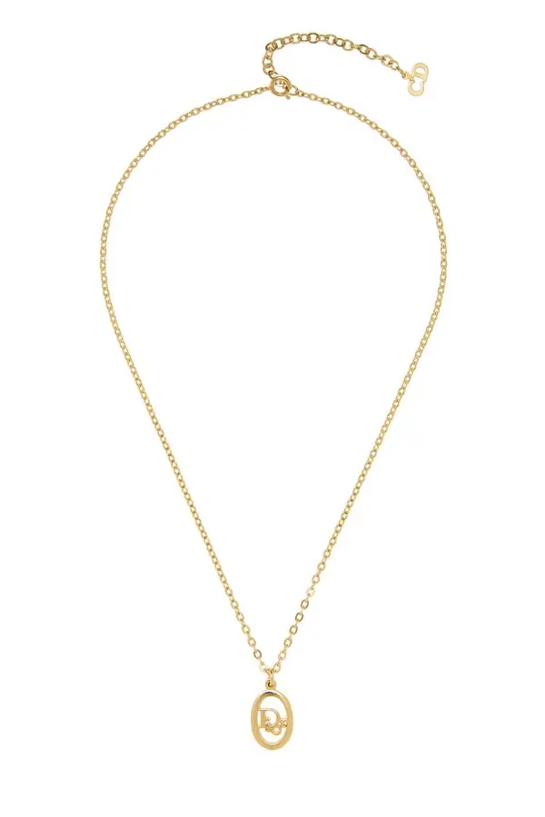 Dior Oval Logo Necklace - Gold