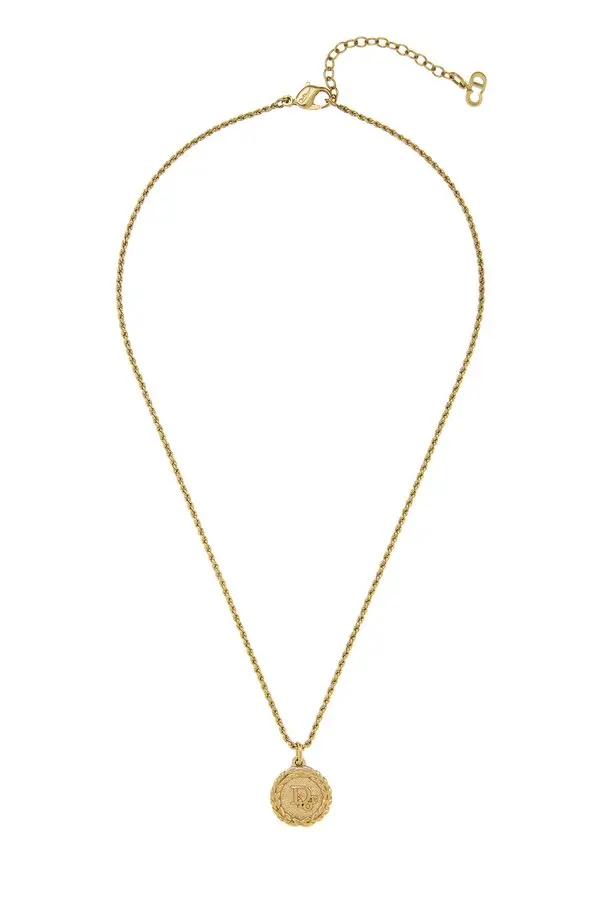 Dior Oval Logo Pendant Chain Necklace - Gold