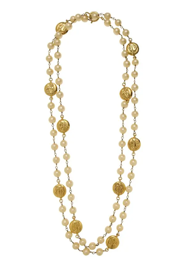 Chanel Faux Pearl Necklace - Gold