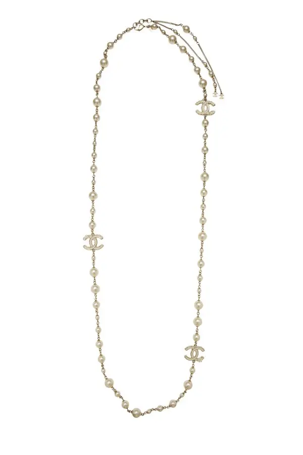 Chanel Faux Pearl Necklace - Gold