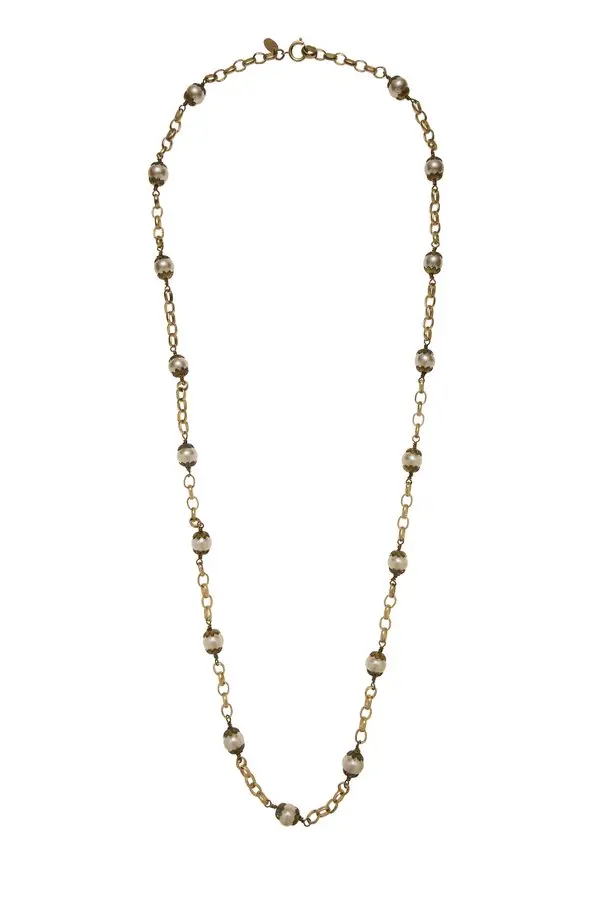 Chanel Faux Pearl Necklace - Gold