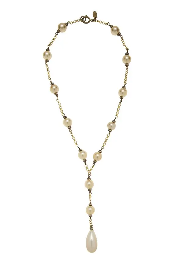 Chanel Faux Pearl Necklace - Gold