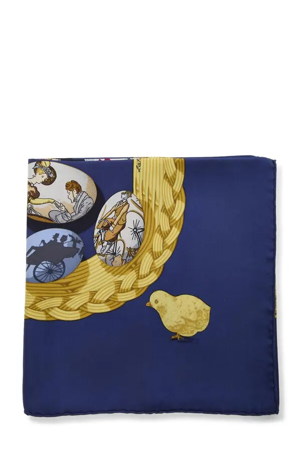 Hermès Multicolor 'couvee D Silk Scarf 90 - Blue