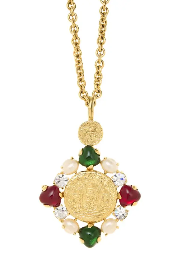 Chanel Multicolor Gripoix Long Necklace - Gold